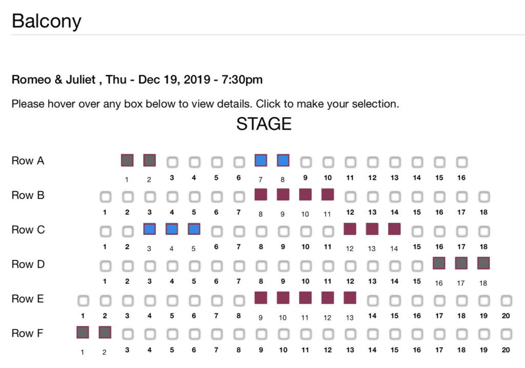 Print Seating Charts by Section at the Box Office Window