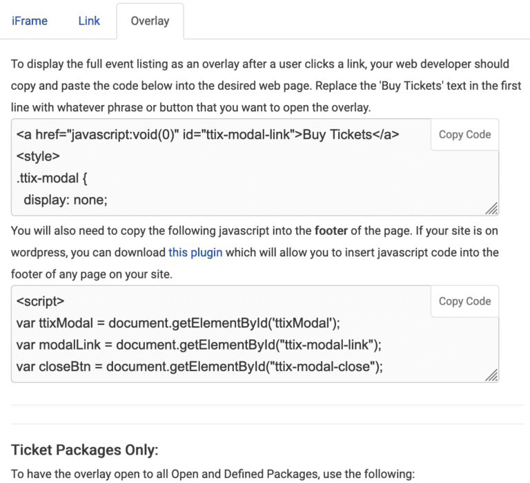 How to Set Up a Ticket Selling Website - Embedding Your Events