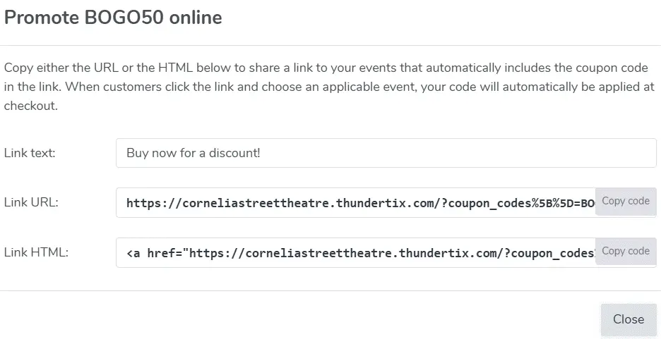 Coupon & Promo Code Tools for Ticketing | ThunderTix